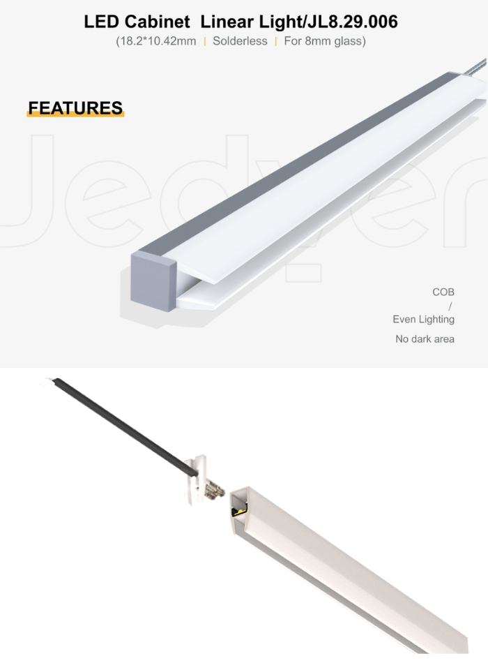 Linear Light ,Clamp on glass ,Free-Cut, Dimmable, Anti-Glare Design